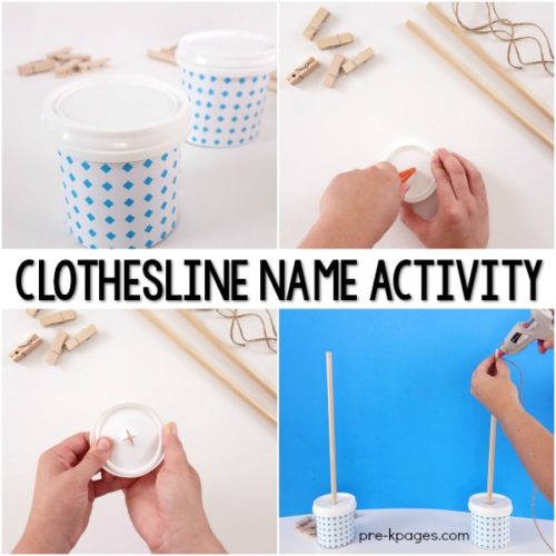 Clothesline Name Activity in Preschool