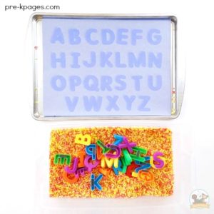 Alphabet Sensory Bin for Letter Recognition