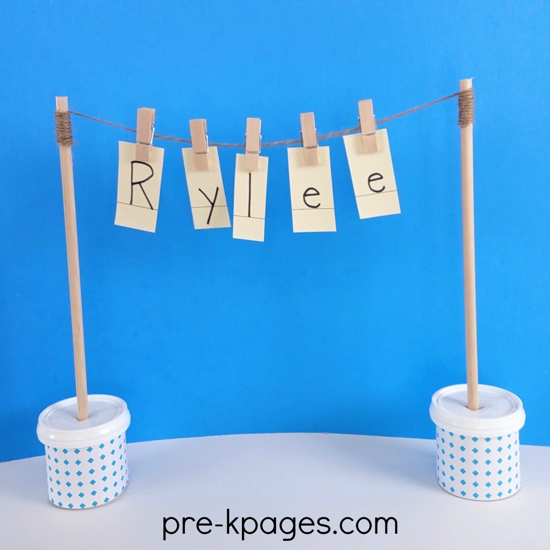 Clothesline Name Activity in Preschool