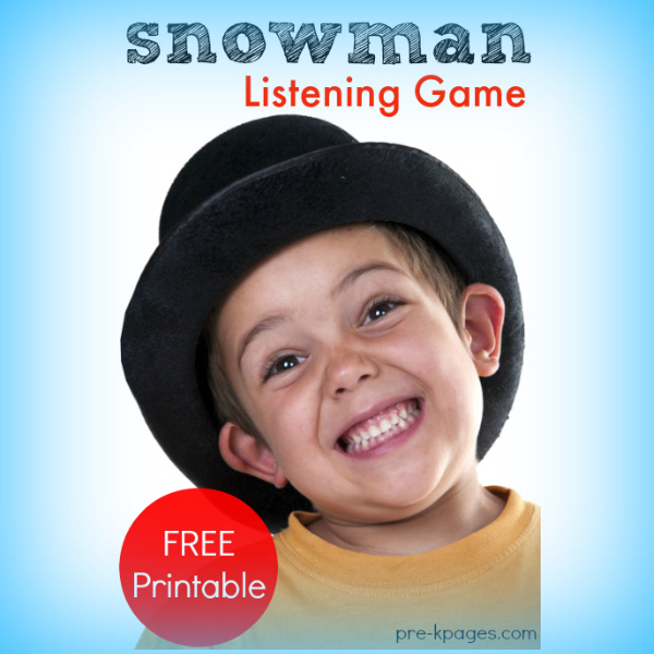Snowman Listening Game Printable for Preschool