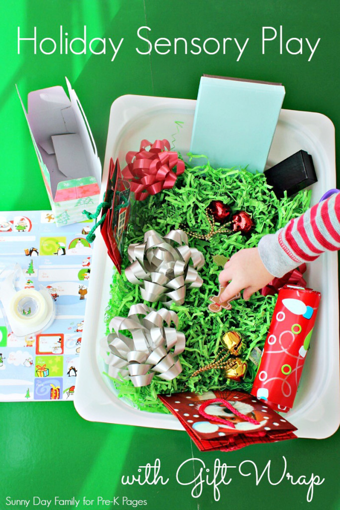 Christmas Gift Wrap Sensory Bin