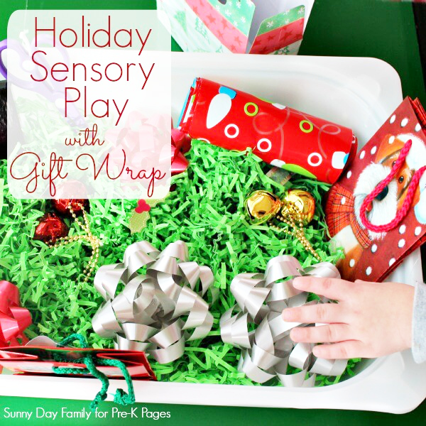 Christmas Gift Wrap Sensory Bin