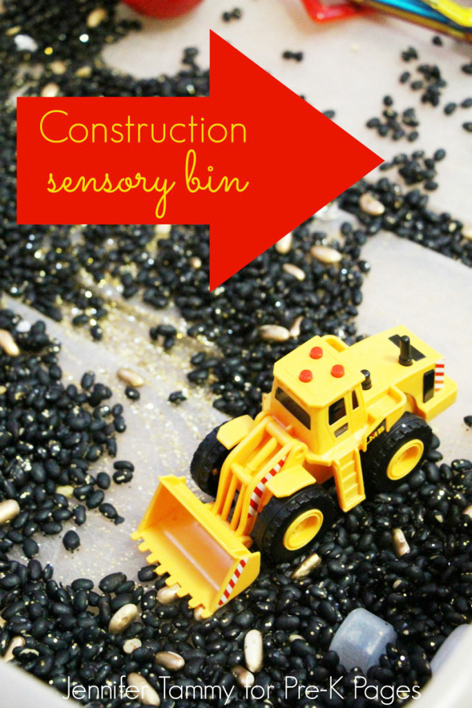 Construction Trucks Sensory Bin - Pre-K Pages
