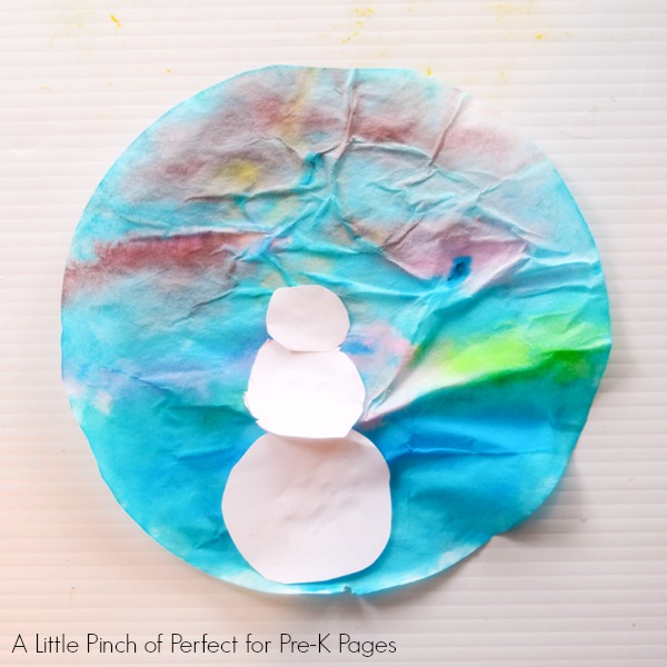 Snowmen at Night: Coffee Filter Art - Pre-K Pages