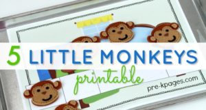 5 Little Monkeys Counting Five Frame Printable - Pre-K Pages