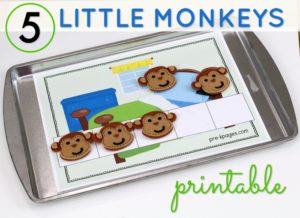 5 Little Monkeys Counting Five Frame Printable - Pre-K Pages