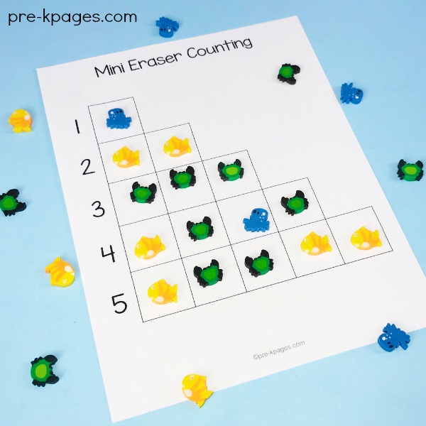 Mini Eraser Math Activities for Preschool - Pre-K Pages