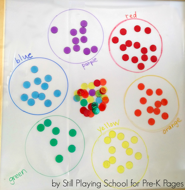 Color Sorting on the Light Table - Pre-K Pages