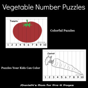 Vegetable Number Puzzles For Kids - Pre-K Pages