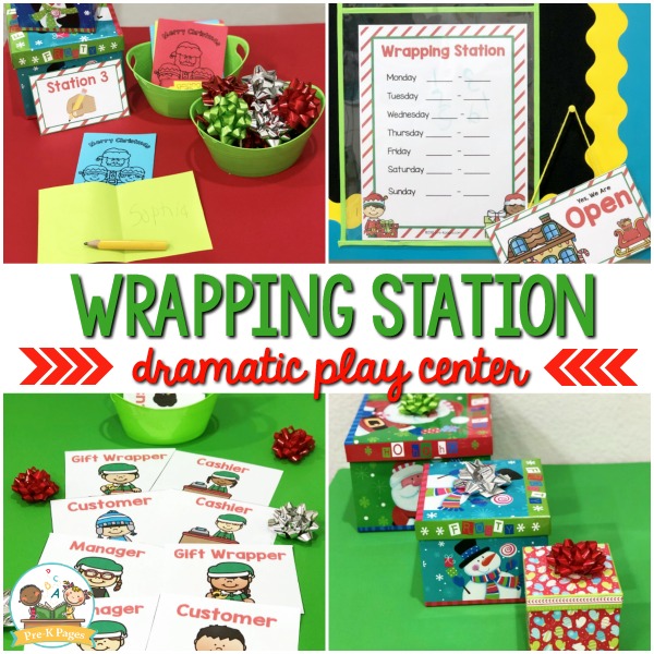 Dramatic Play Holiday Wrapping Center
