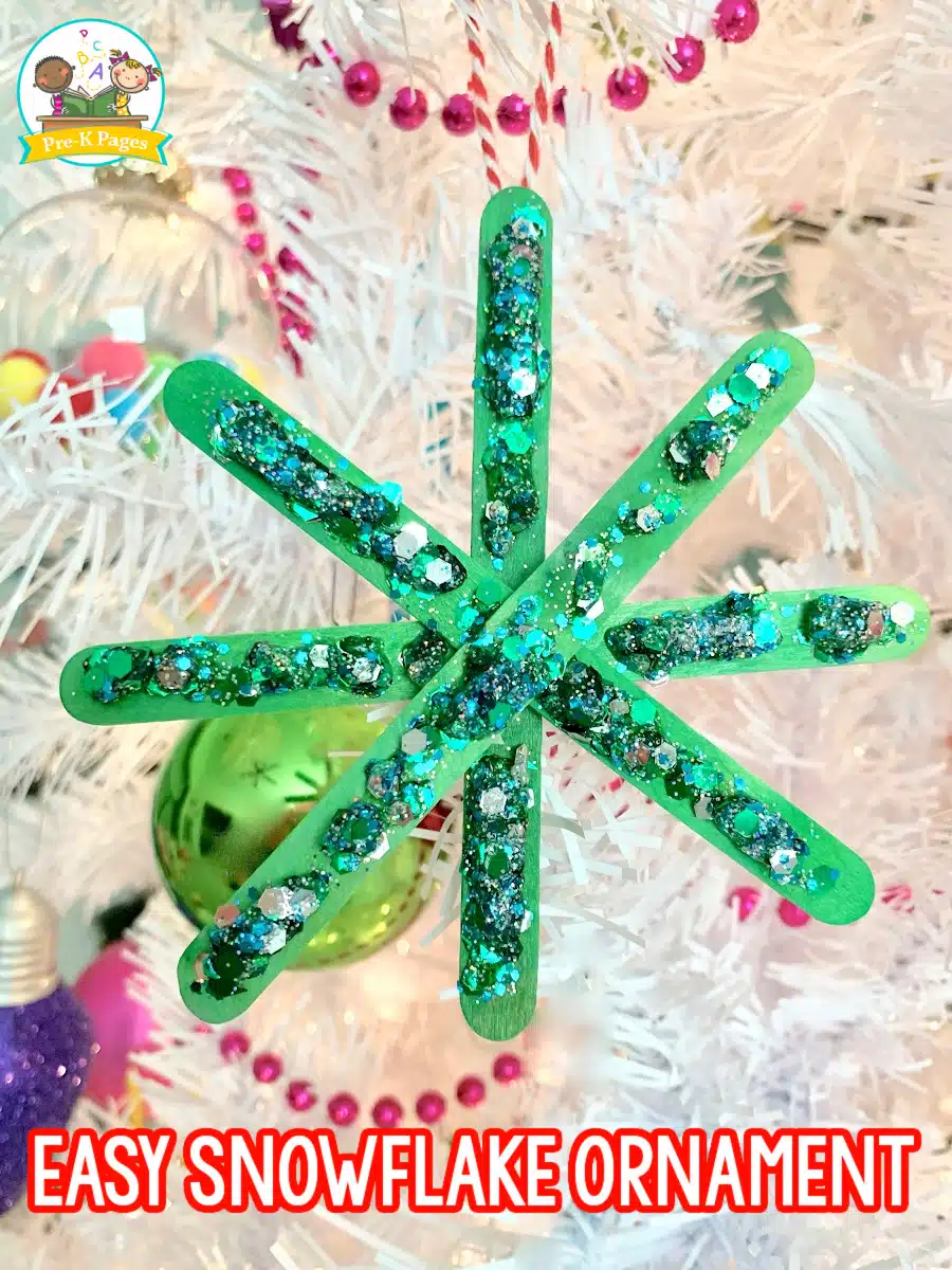 Easy Popsicle Stick Snowflake Ornament - Pre-K Pages