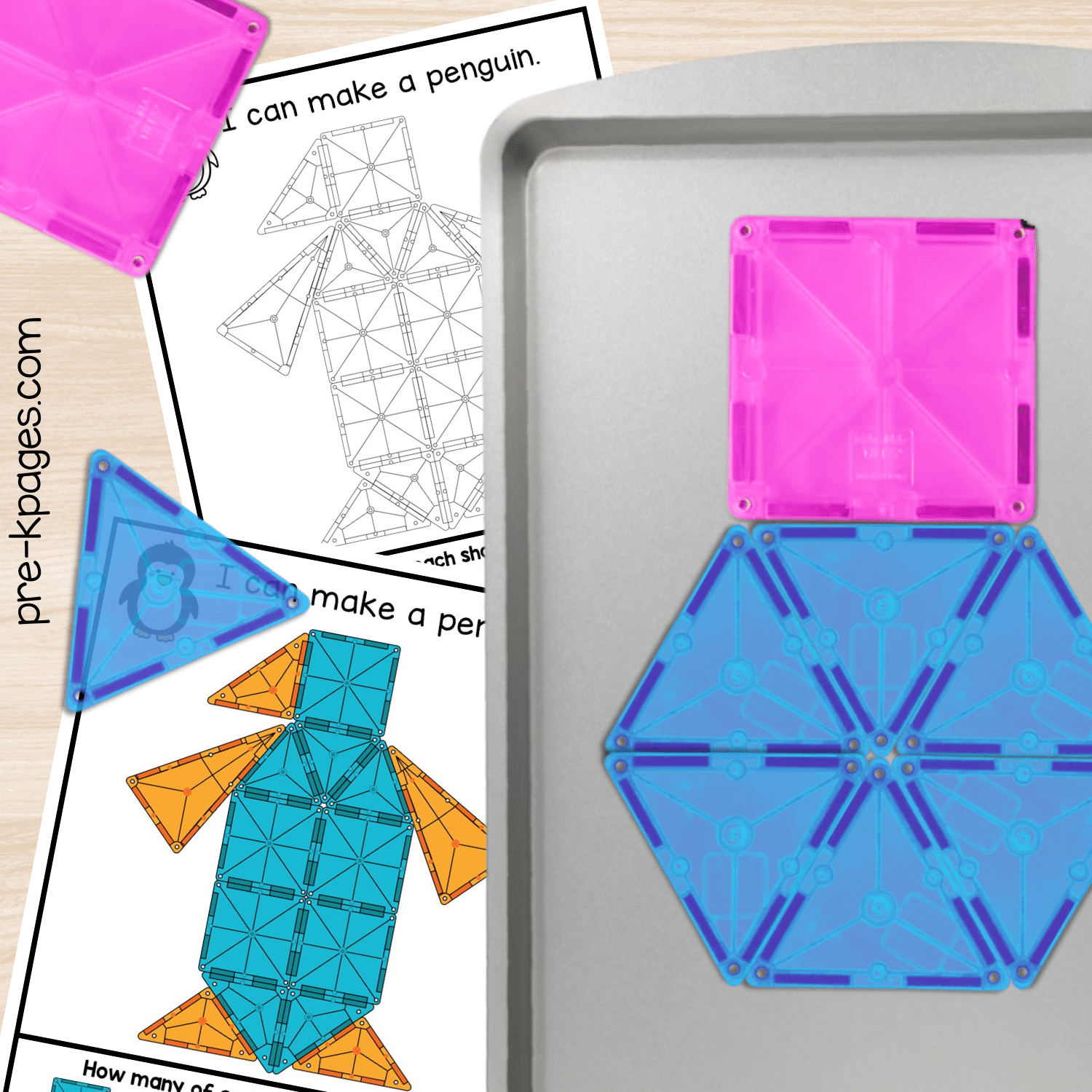 Magnetic Tiles Winter Theme Task Cards Templates - Pre-K Pages