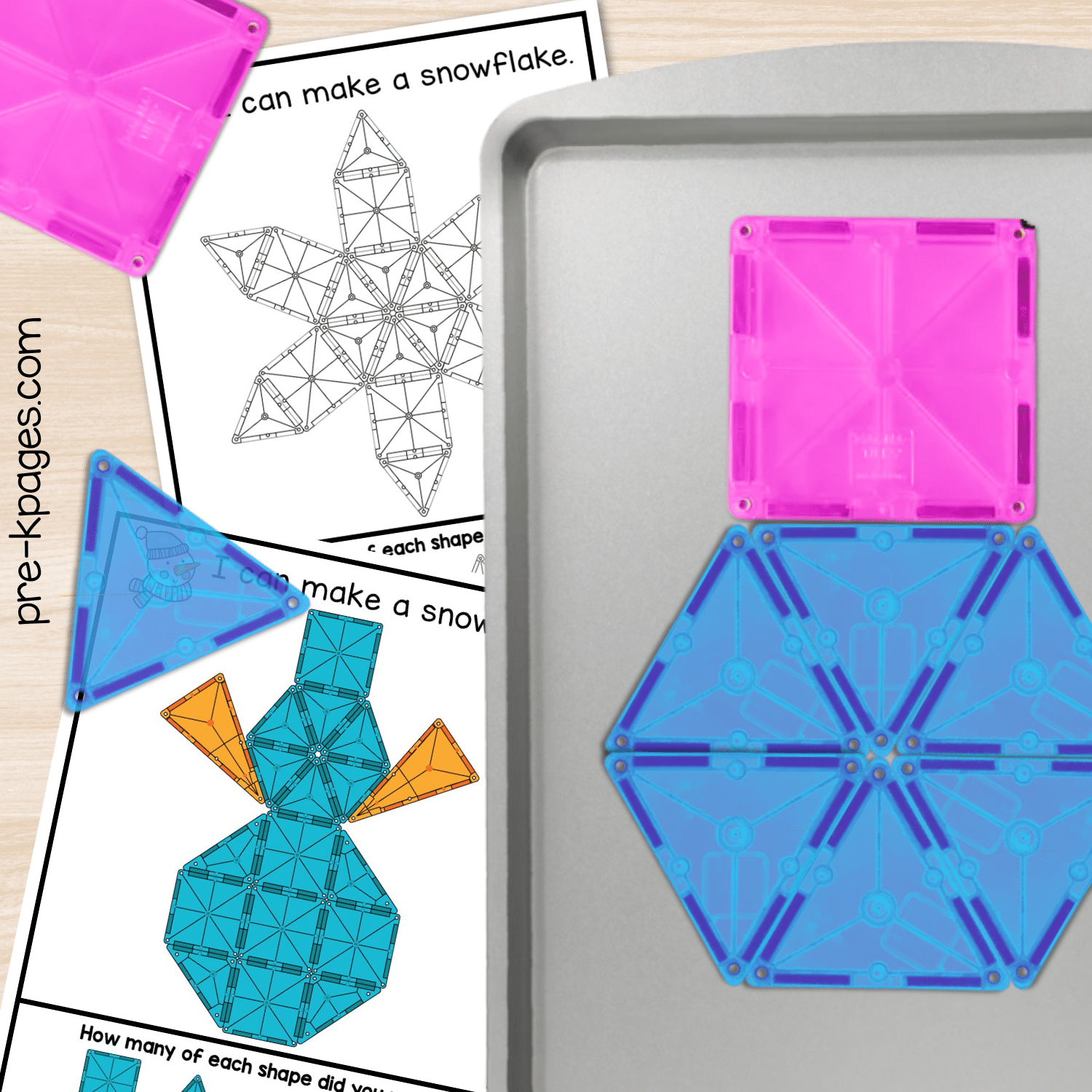 Magnetic Tiles Winter Theme Task Cards Templates - Pre-K Pages