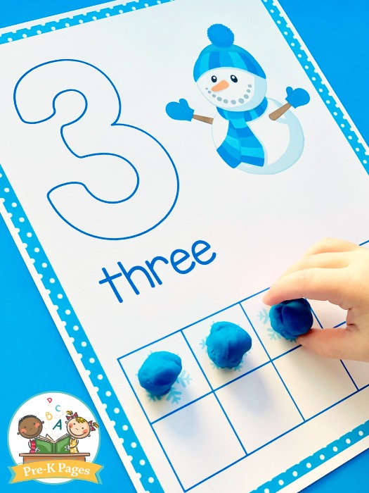 Winter Play Dough Counting Mats - Pre-K Pages