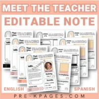 Meet the Teacher Letter Template English and Spanish - Pre-K Pages
