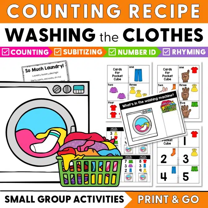 Laundry Counting Recipe Clothing Theme Math Center Activity for ...