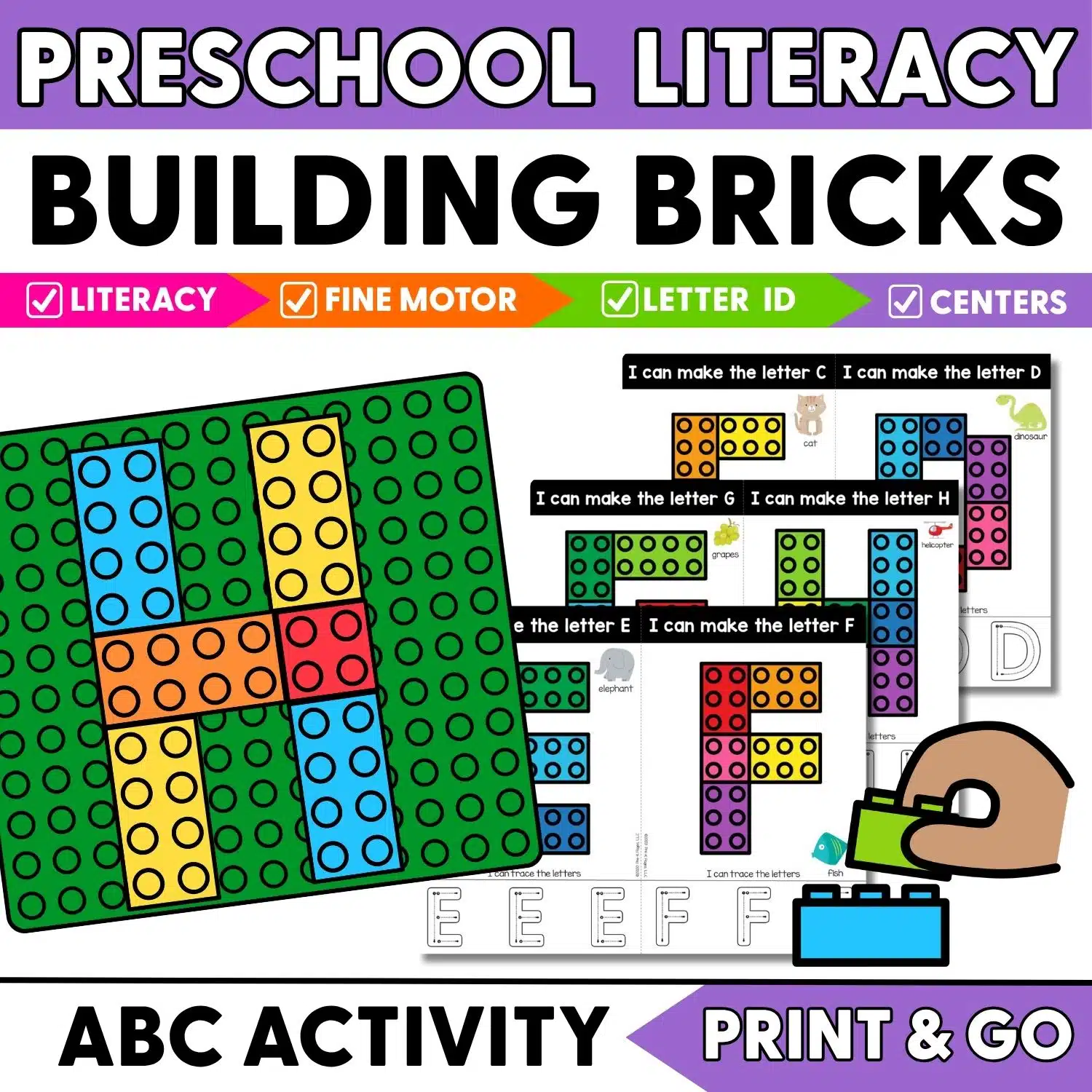 Alphabet Building Brick Task Cards - Pre-K Pages