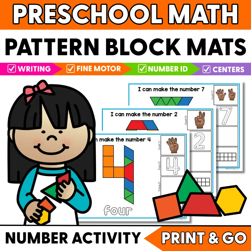 Pattern Block Number Mats - Pre-K Pages