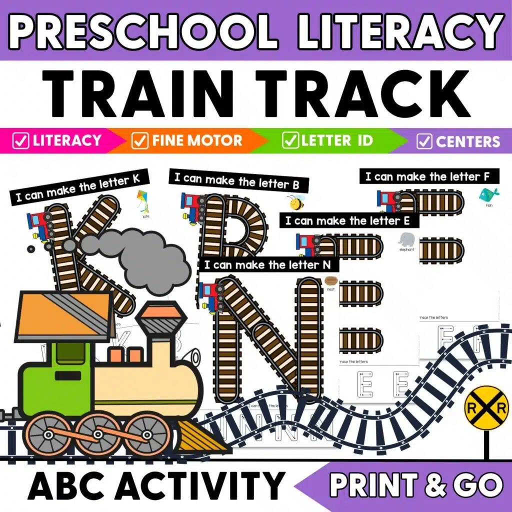 Alphabet Train Track Task Cards - Pre-K Pages