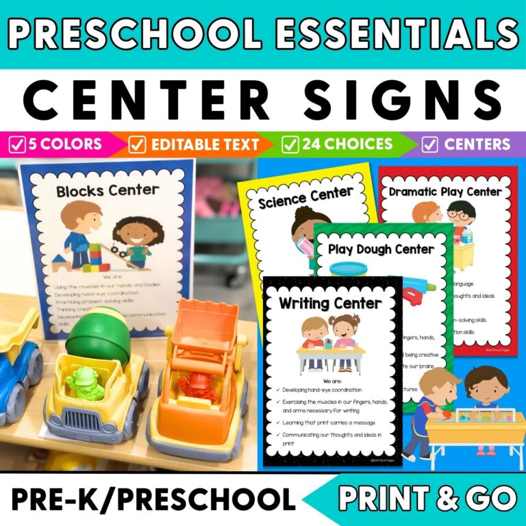 Editable Center Signs for Preschool and Pre-K - Pre-K Pages
