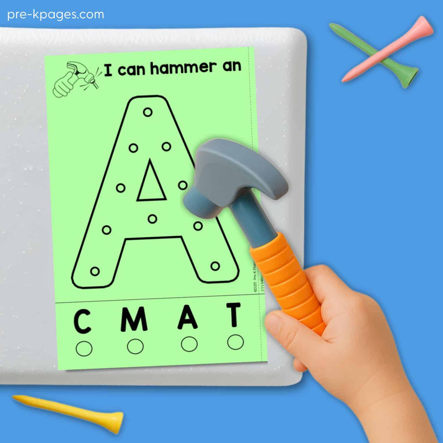 Hammer the Letters Golf-Tees Alphabet Activity - Pre-K Pages