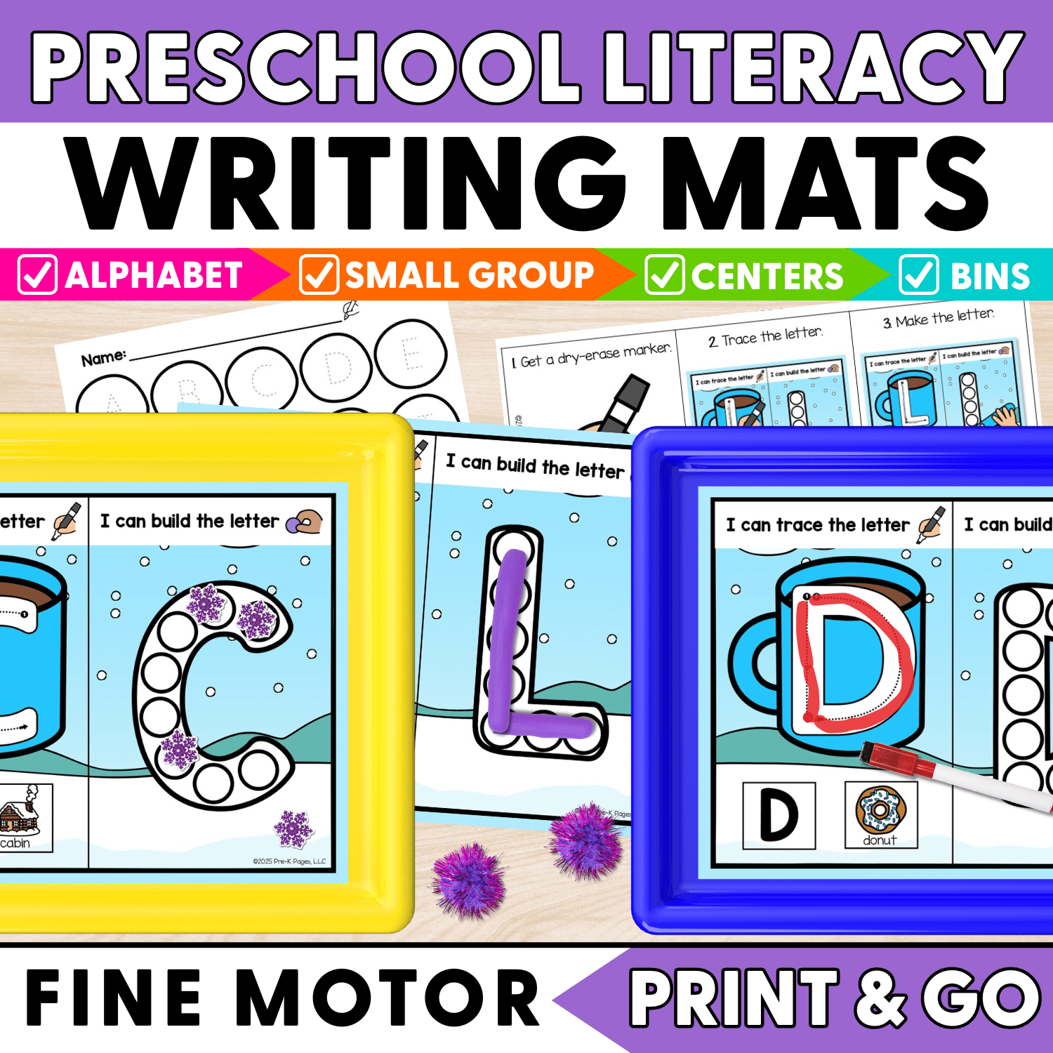 Winter Hot Chocolate Alphabet | Fine Motor Writing Mats for Preschool ...